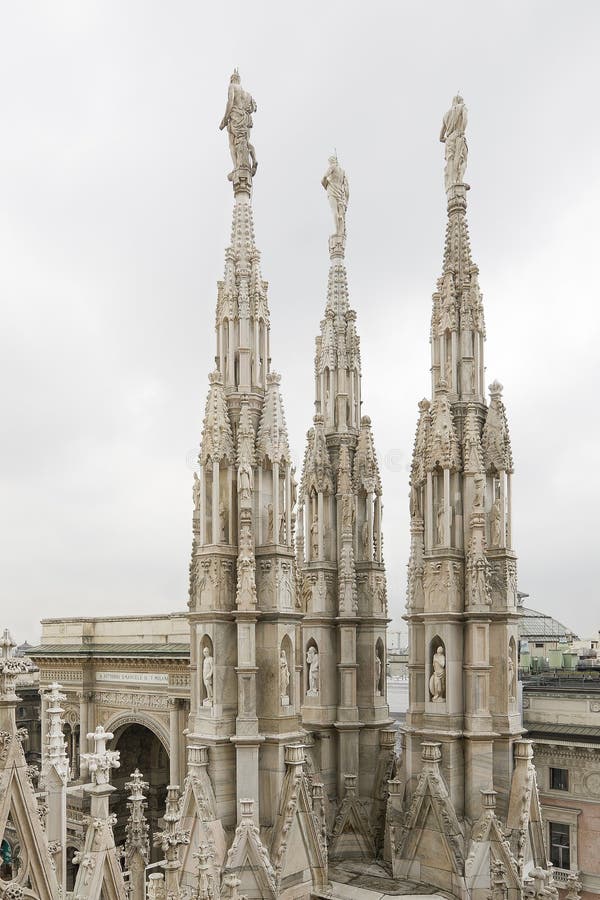 Gothic Spires of Duomo Cathedral at Milan, Italy Stock Photo - Image of ...