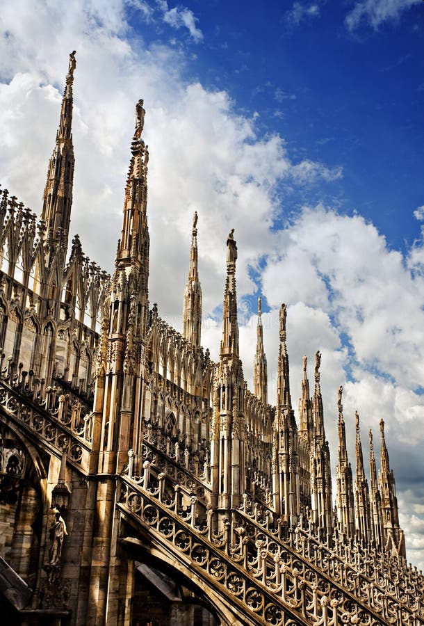 Gothic Spires, Milan Cathedral Stock Photo - Image of building ...