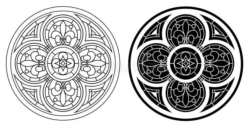 Gothic Stained Glass for a Round Window Stock Illustration ...