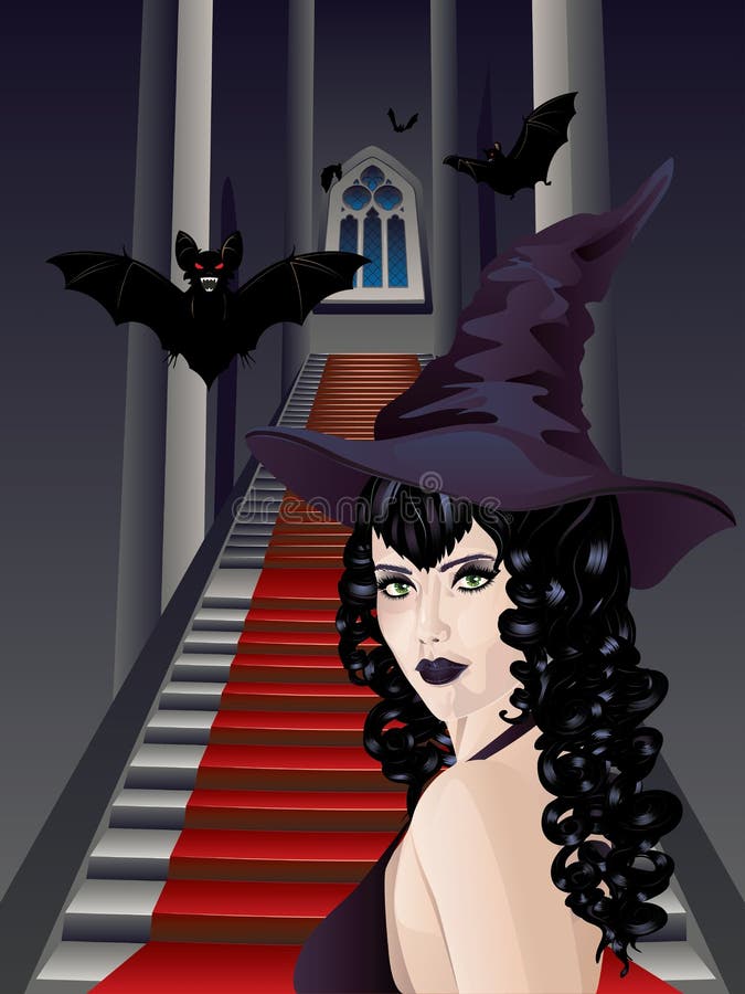 Gothic Stairs with Rose Vines Stock Illustration - Illustration of ...