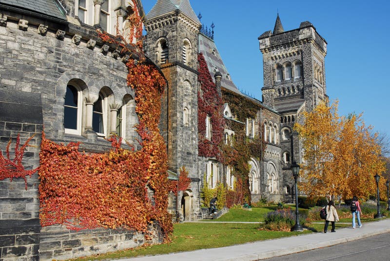 Gothic Stone College Building with Fall Colors Stock Image - Image of ...