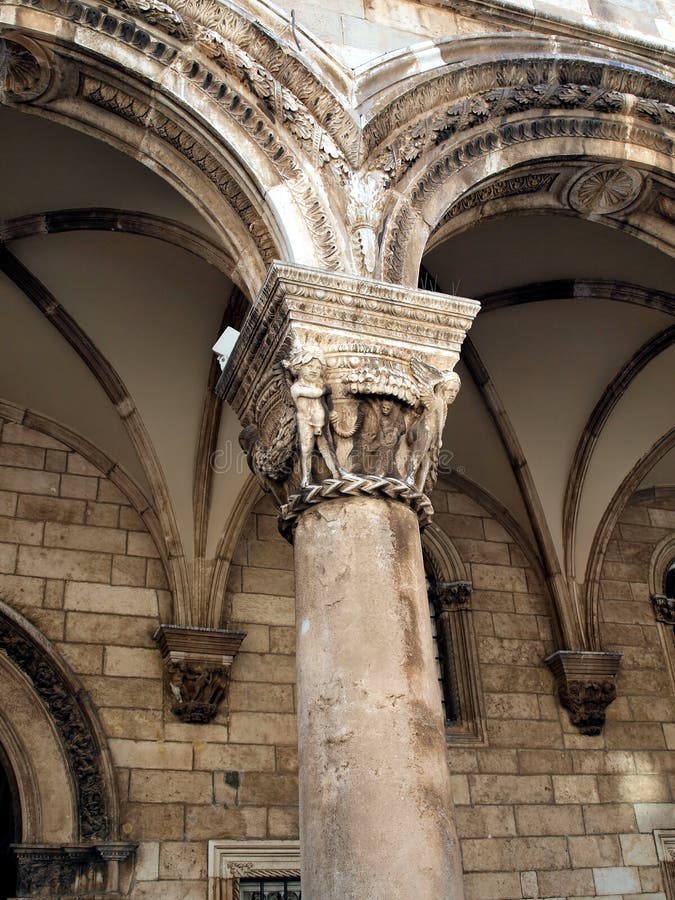 Gothic Stone Pillars in Dubrovnik Stock Photo - Image of decorative ...