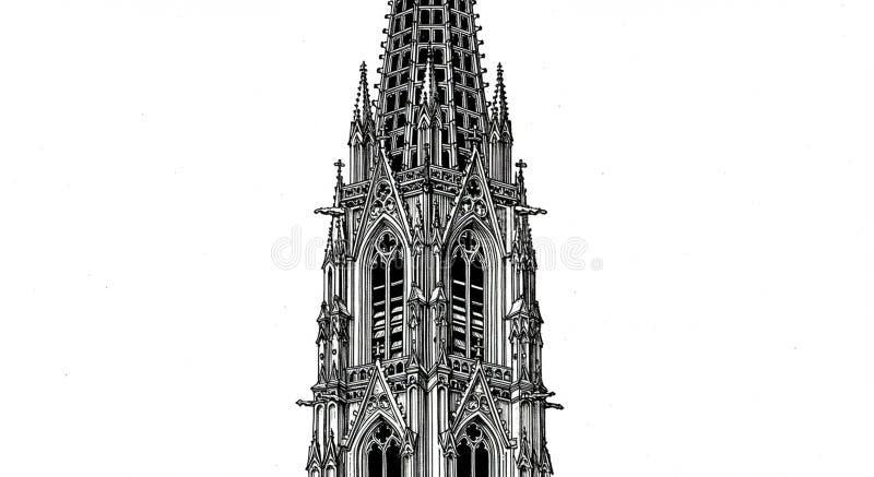 Gothic-style Architectural Design Featuring a Tall, Intricate Spire ...