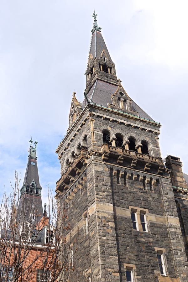Gothic Style Architecture of Healy Hall Building Towers. Stock Image ...