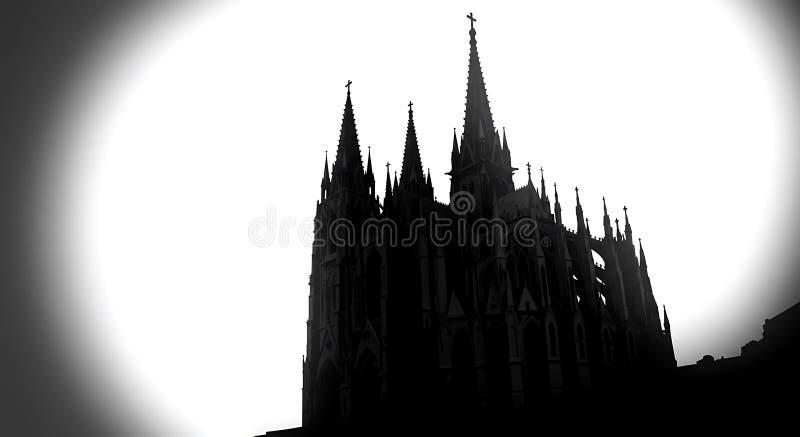 Gothic-style Cathedral Silhouette with Multiple Pointed Spires and ...