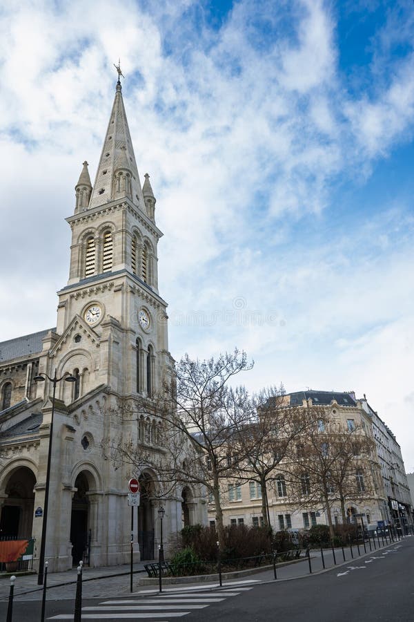 Saint Michel Church in 11th District of Paris Stock Photo - Image of ...