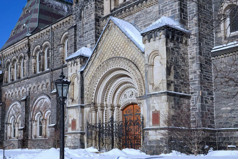 Gothic Style College Building at the University of Toronto in Winter ...