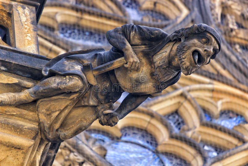 Gothic Style Gargoyle on St Vitus` Cathedral Prague Stock Photo - Image ...