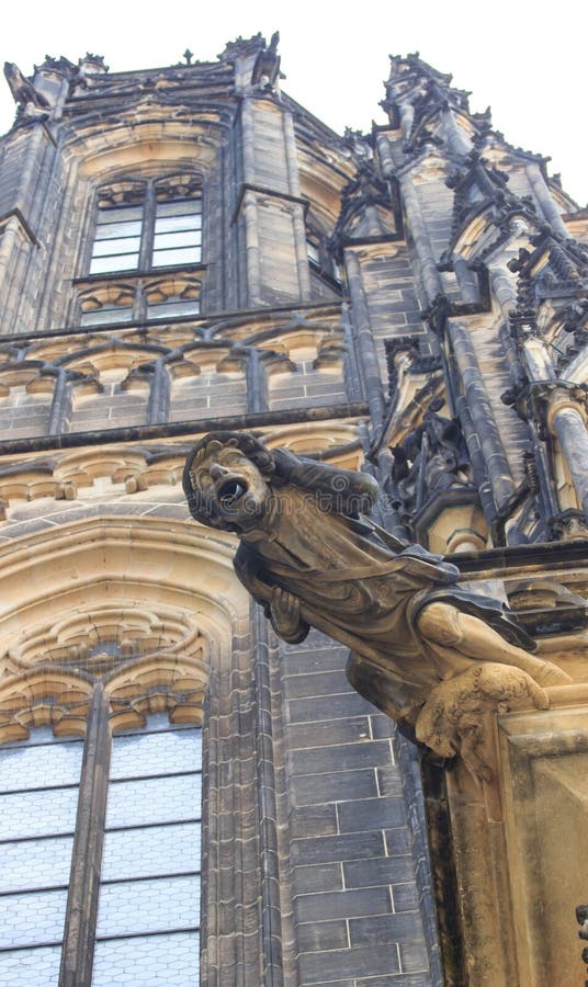 Gothic Style Gargoyle on St Vitus` Cathedral Prague Stock Photo - Image ...