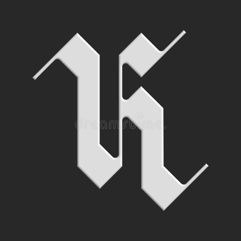 Gothic Style Letter K Serif Logo Creative Initial Front 3d Isometric ...
