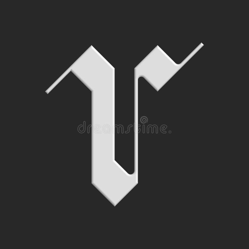 Gothic Style Letter R Serif Logo Creative Initial Isometric Shape, Grey ...