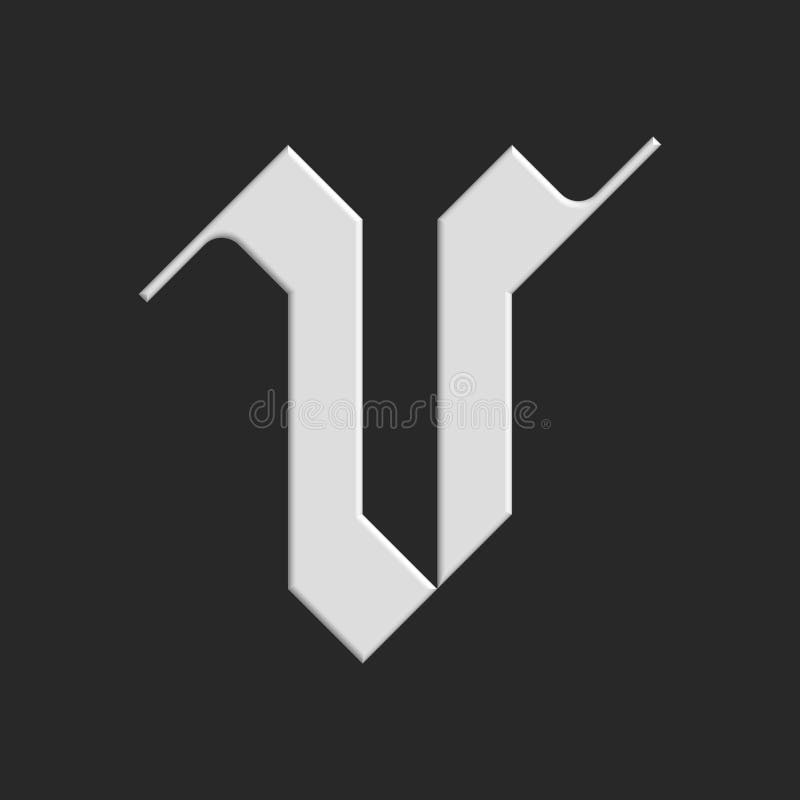 Gothic Style Letter V Serif Logo Creative Initial 3d Volumetric Shape ...
