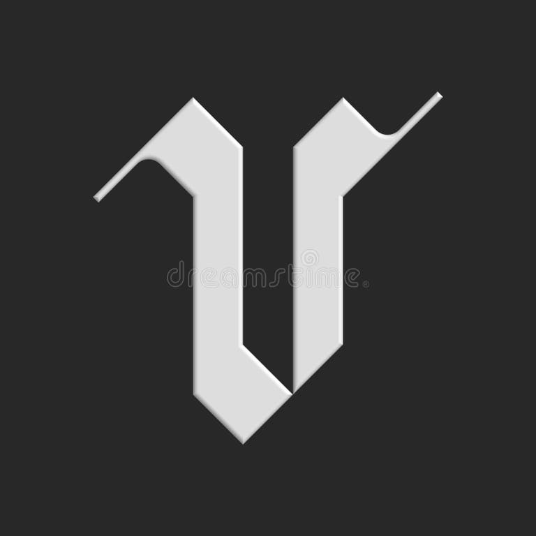 Gothic Style Letter V Serif Logo Creative Initial 3d Volumetric Shape ...