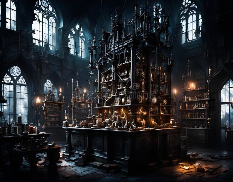 Gothic Style Science Laboratory Stock Illustration - Illustration of ...