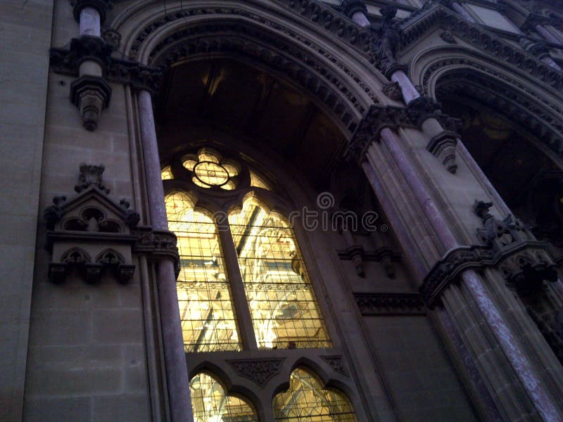 Gothic Style Window with Inside Lighting Stock Photo - Image of ...
