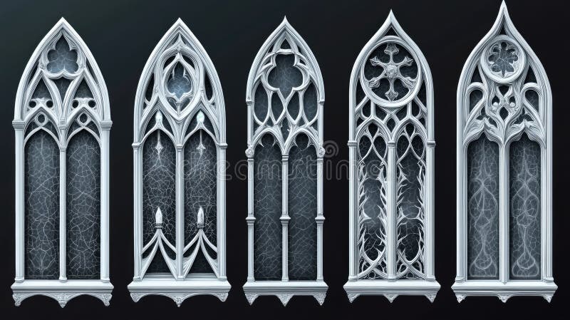 Gothic Style Windows stock image. Image of revival, element - 377888241