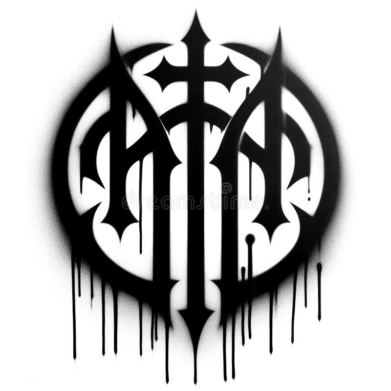 Gothic Symbol Graffiti Stencil-art Style,black and White Stock ...