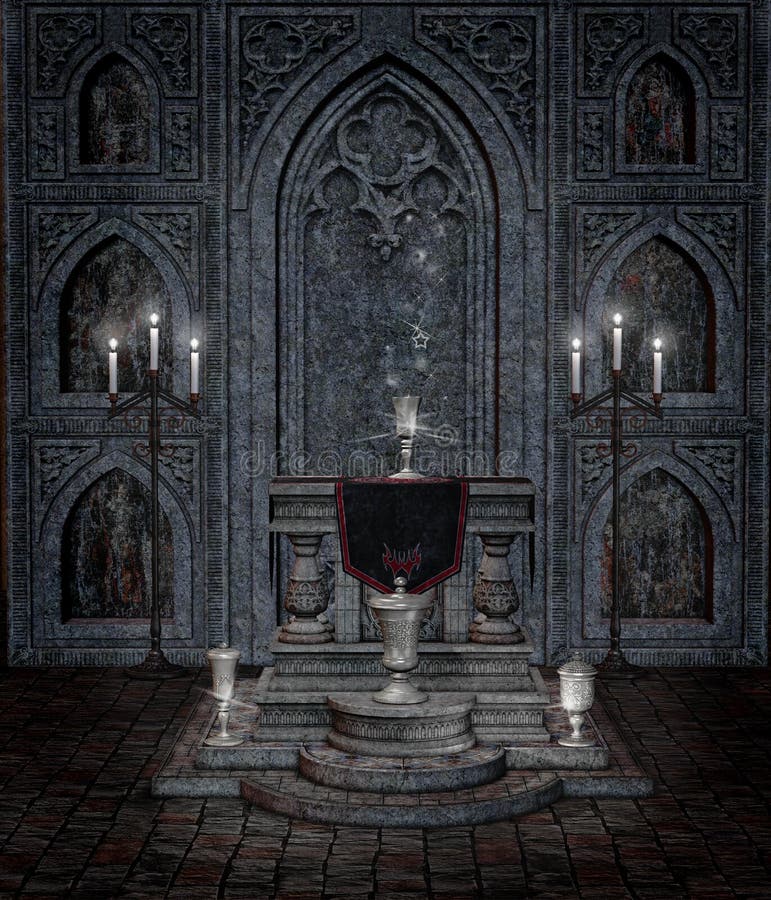 Gothic temple with thorns stock illustration. Illustration of room ...