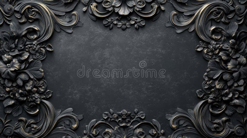 Gothic Textile Design, Black and Grey Gothic-style Pattern Background ...