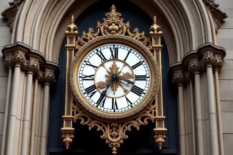 Gothic Themed Clock with Ornamentation Stock Illustration ...