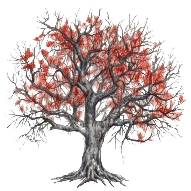 Gothic Trees Watercolor Illustration Stock Illustration - Illustration ...