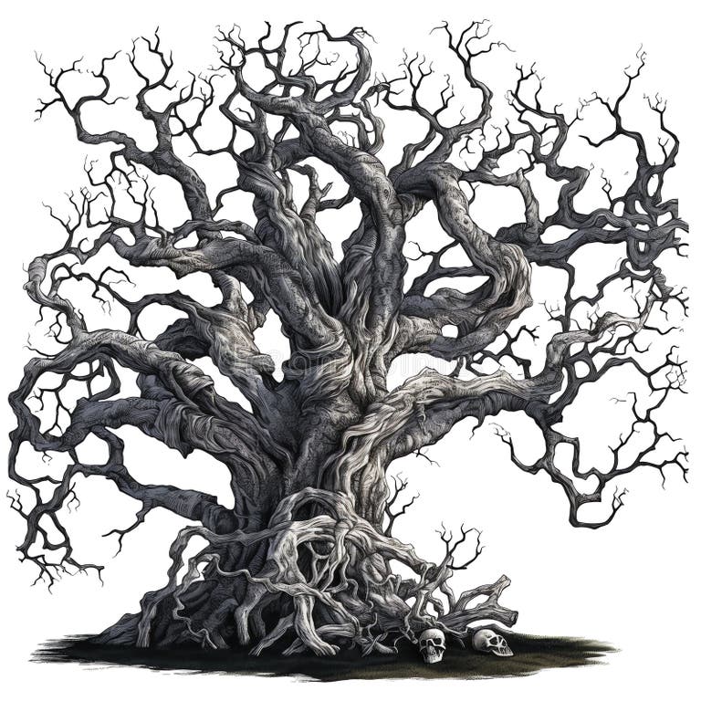 Gothic Trees Watercolor Illustration Stock Illustration - Illustration ...