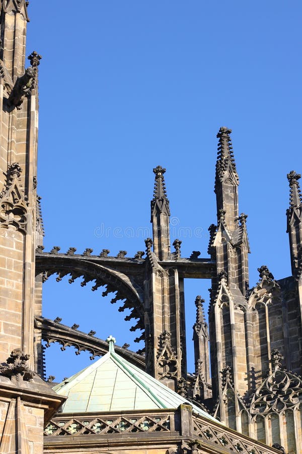 Gothic Turrets of St. Vitus Cathedral in Prague Stock Image - Image of ...