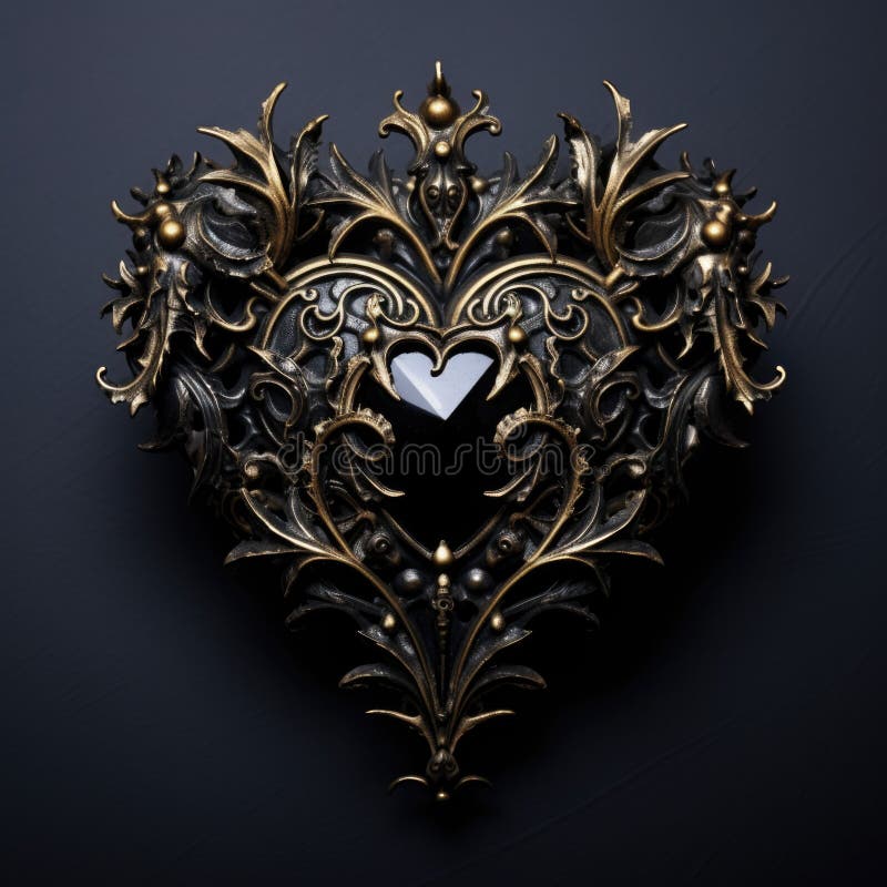 Gothic Valentine. Black and Gold Heart Stock Illustration ...