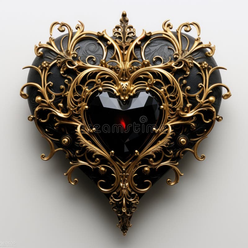 Gothic Valentine. Black and Gold Heart Stock Illustration ...