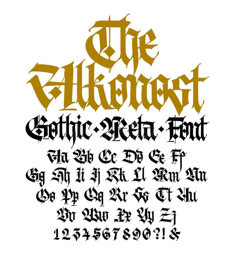 Gothic. Vector. Uppercase and Lowercase Letters on a White Background ...