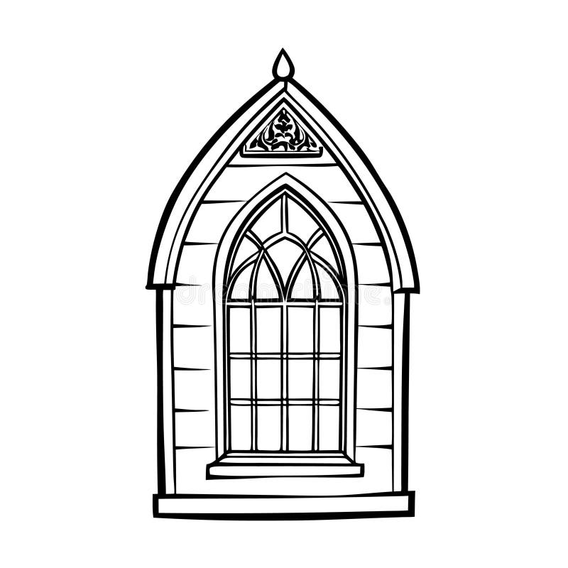 Gothic Window Illustration Arched Design with Decorative Elements and ...