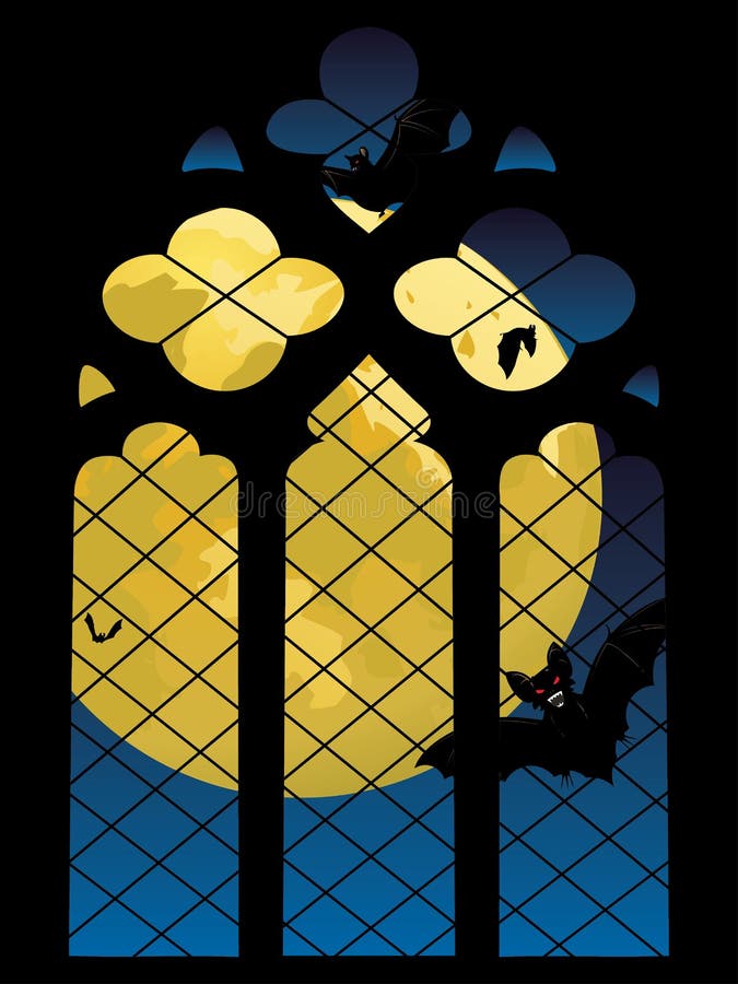 Gothic Window and Moon stock vector. Illustration of cathedral - 59505905