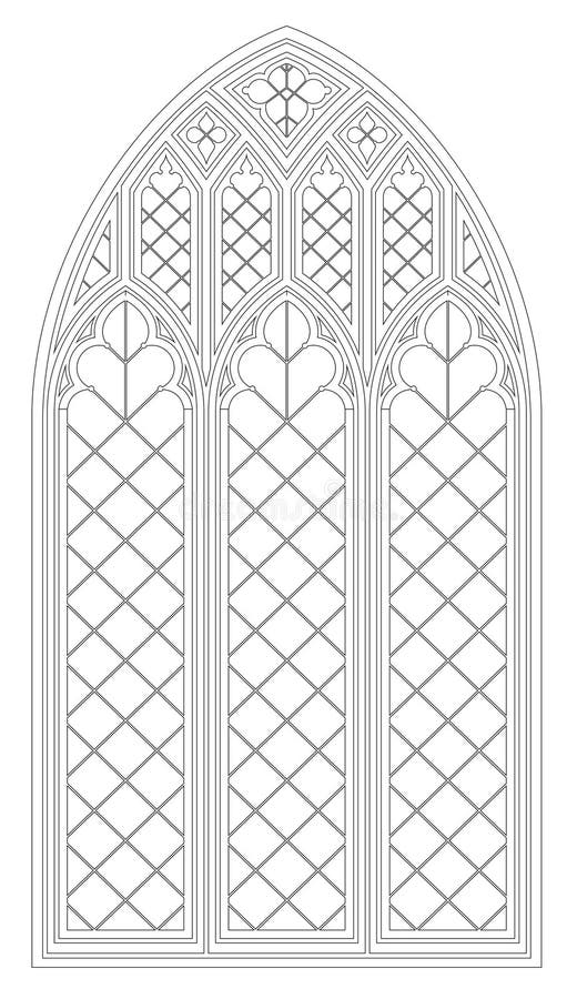 Gothic Window Outline Template Coloring Stock Vector - Illustration of ...