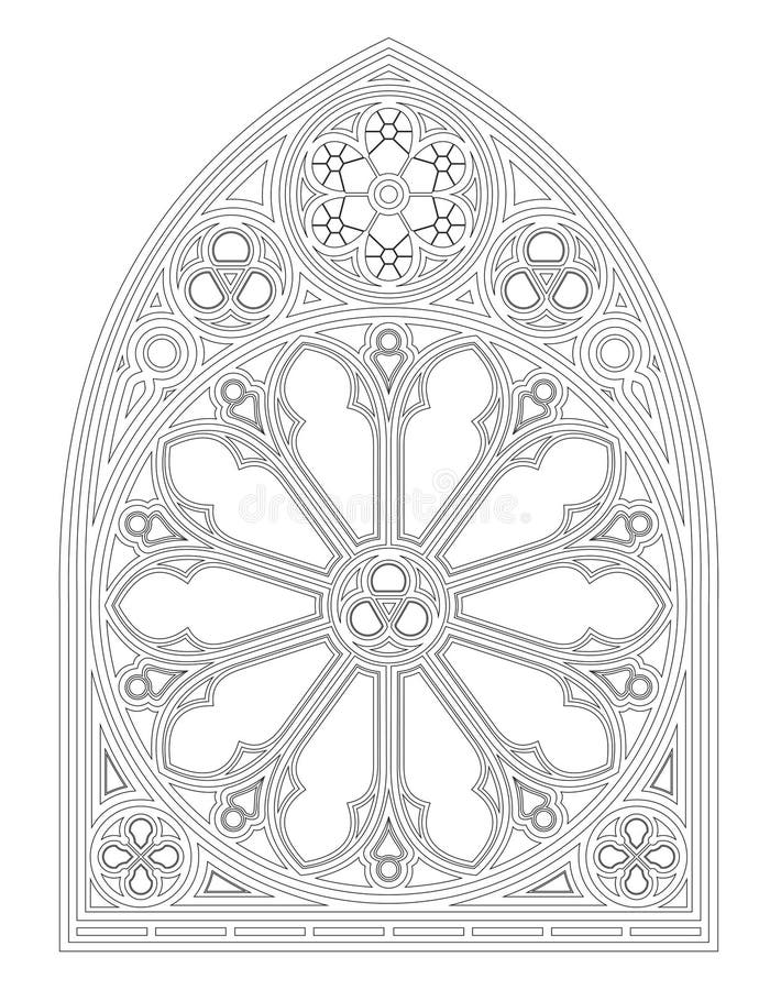 Gothic Window Outline Template Coloring Stock Illustration ...