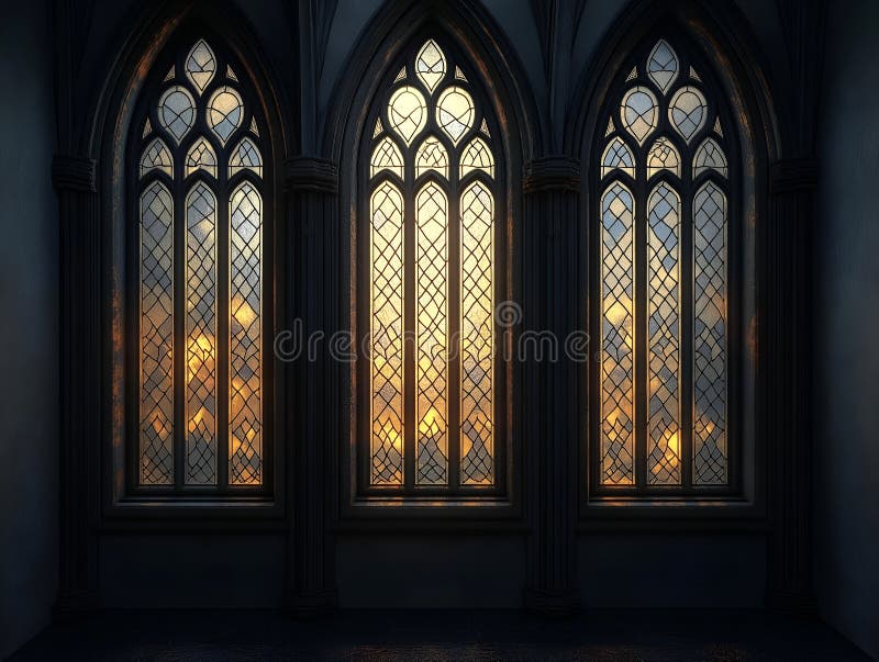 Gothic Window Sunset Light Architectural Detail Evening Scene Stock ...