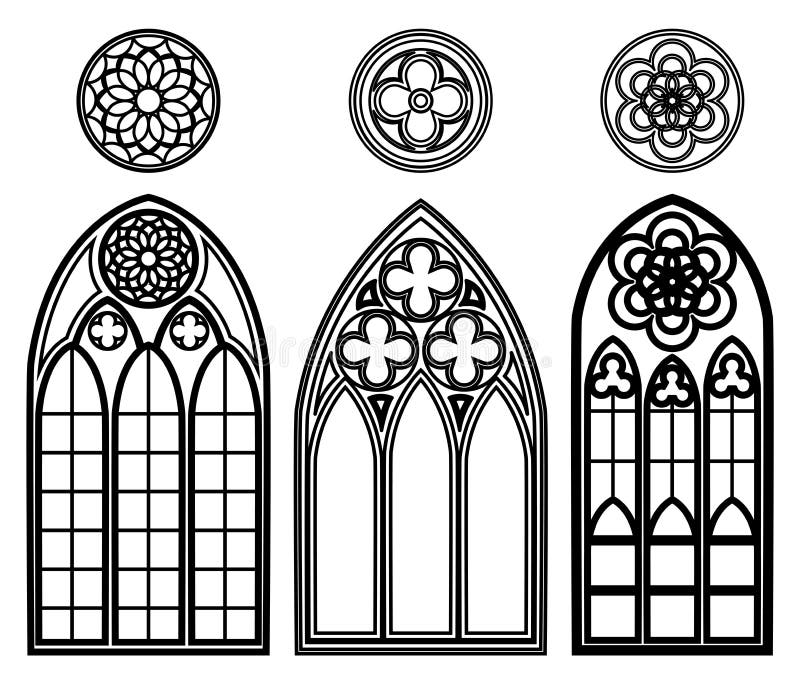 Gothic Windows of Cathedrals Stock Vector - Illustration of background ...