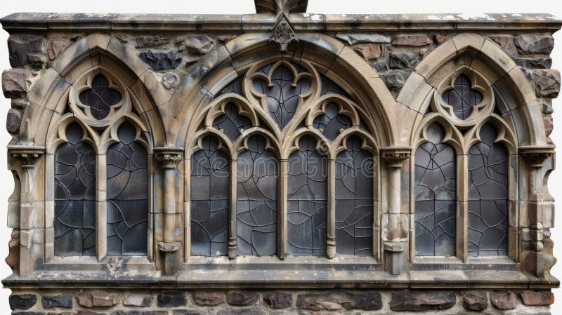 Gothic Windows with Intricate Designs in a Historic Stone Building ...