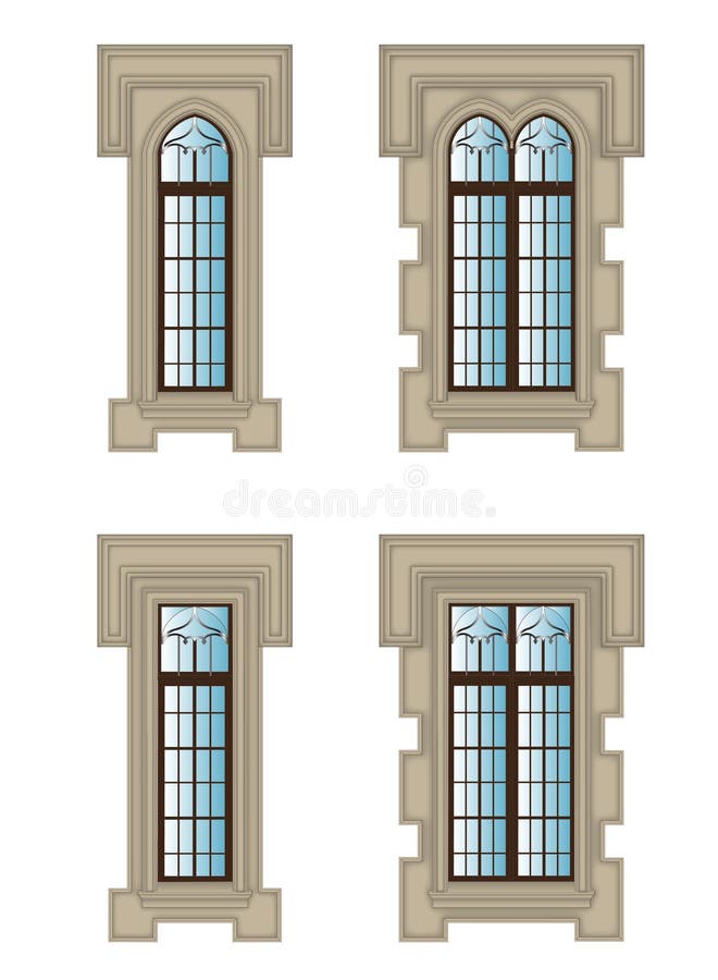 Gothic windows set stock vector. Illustration of element - 33362116