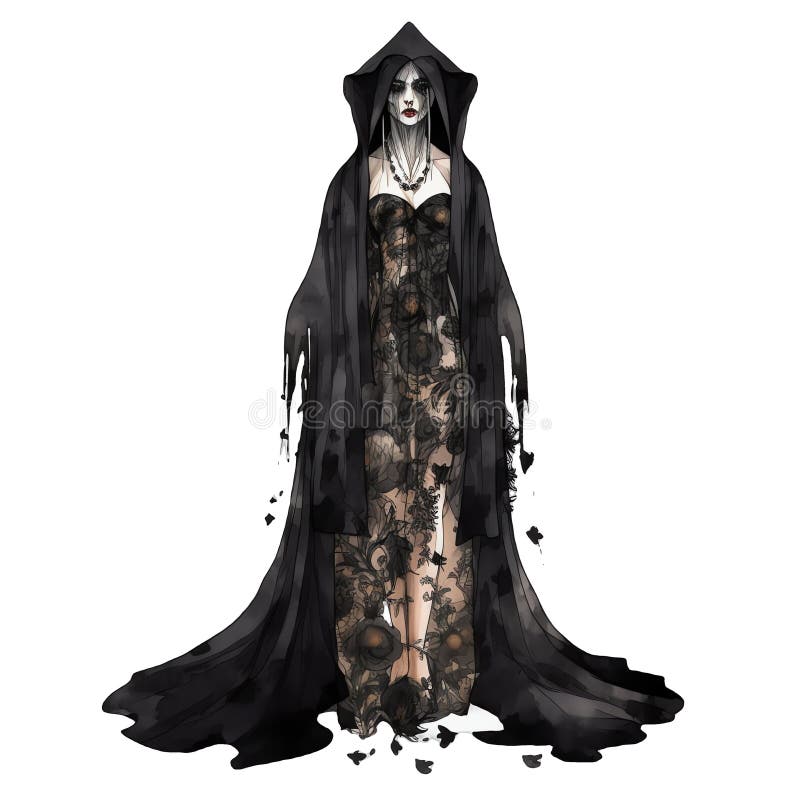 Gothic Witch Watercolor Illustration Stock Illustration - Illustration ...