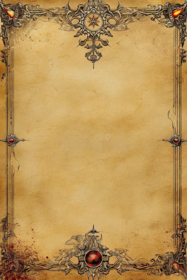 Gothic Wizardry Parchment Border with Ornate Design Stock Illustration ...