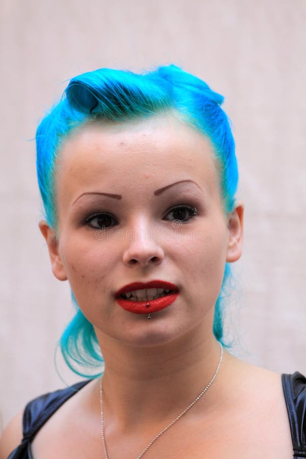 Gothic Woman with Blue Hair Stock Image - Image of colorful, fashion ...