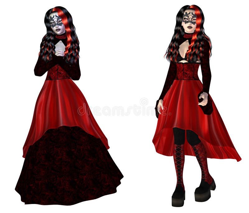 Goth Girl Red Dress Stock Illustrations 141 Goth Girl Red Dress Stock