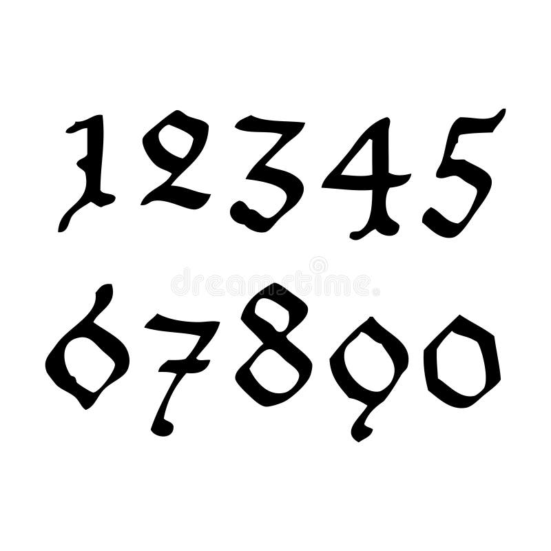 Gothical Handwritten Numbers Stock Illustration - Illustration of ...