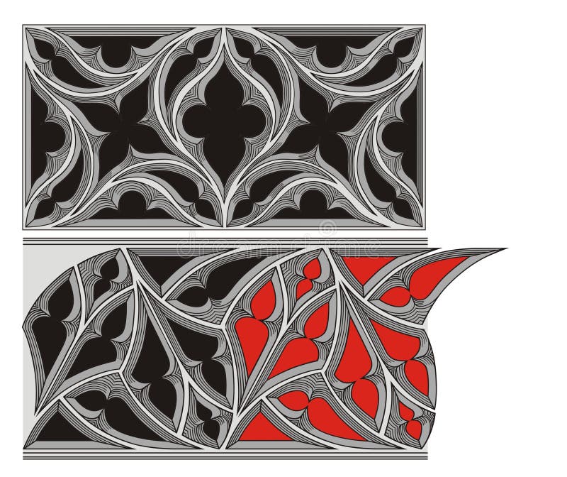 Gotisk prydnad vektor illustrationer. Illustration av filigran - 4138185