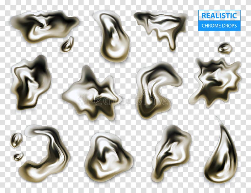 Gotitas De Chrome En Fondo Transparente Ilustración del Vector ...