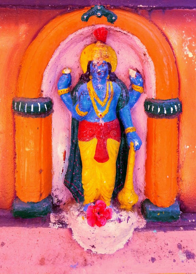 Hinduistische Gott Vishnu Skulptur Stockfoto - Bild von geschnitzt ...