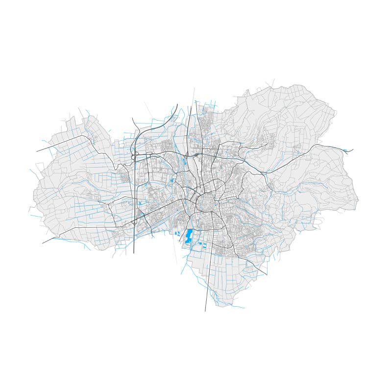 Gottingen, Germany Black and White High Resolution Vector Map Stock ...