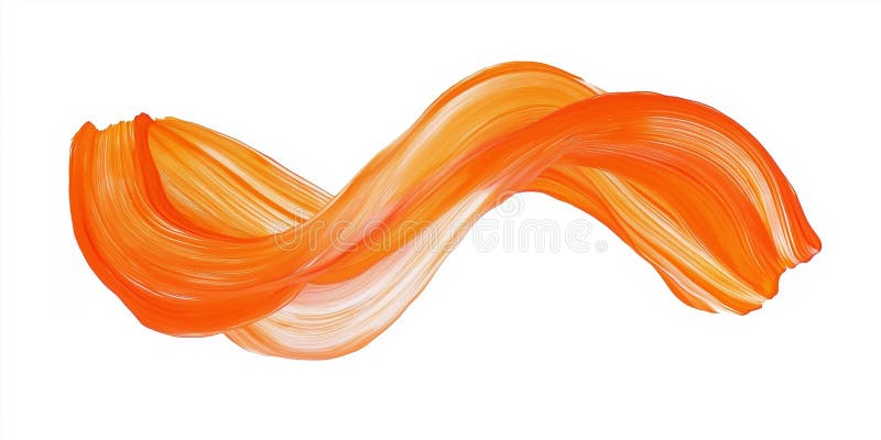 Gouache Orange Brush Stroke Isolated on White Background with Clipping ...