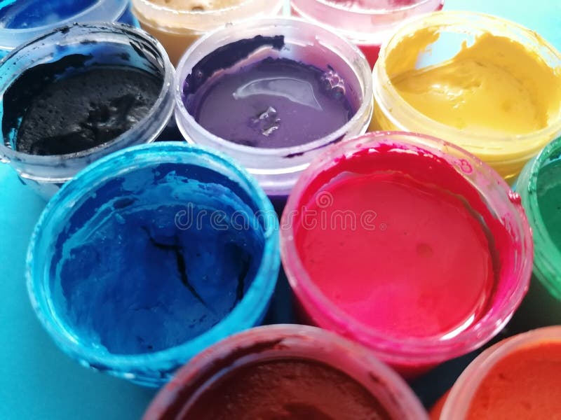 Gouache paint bottles stock image. Image of glass, gouache - 228024445