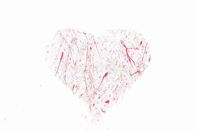Gouache Paint Paper Red Paint Splash Heart Stock Photo - Image of ...